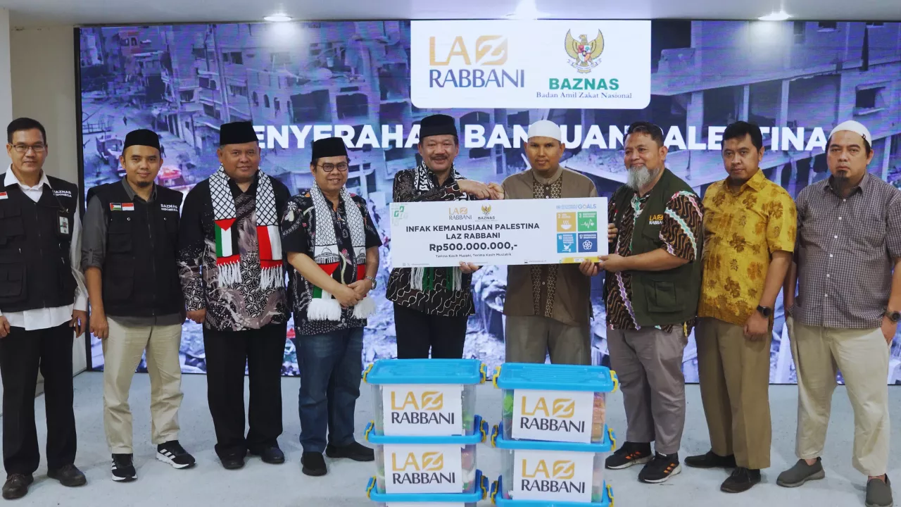 Penyerahan Bantuan Untuk Palestina Melalui BAZNAS - LAZ Rabbani